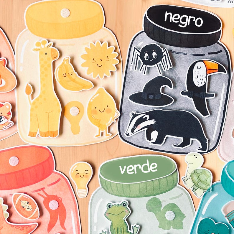 Spanish Color Sorting Activity Coloring Pages Color Matching in Jars ...