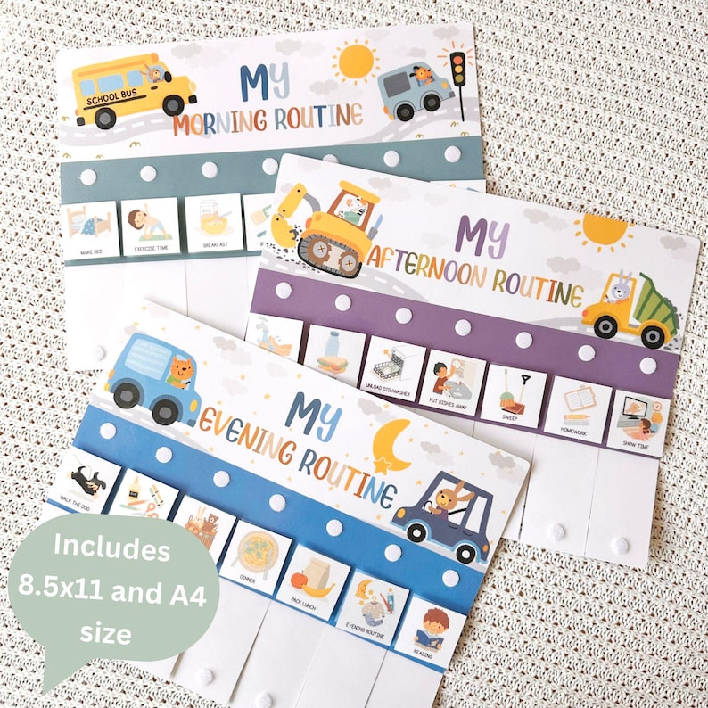 Toddler Routine Chart Morning Afternoon Evening Transport Chore Chart ...