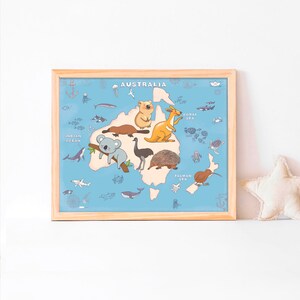 Australia Map Print Playroom Wall Decor Australian Continent Map for ...