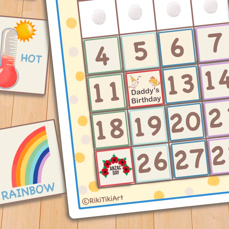 Australian Calendar Printable Perpetual Calendar for Kids Classroom ...