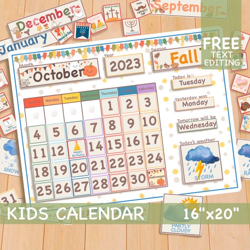 Perpetual Kids Calendar Printable Montessori Homeschool - Etsy Canada
