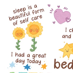Bedtime Affirmations Poster, Positive Thinking Kids Room Decor, Calming ...