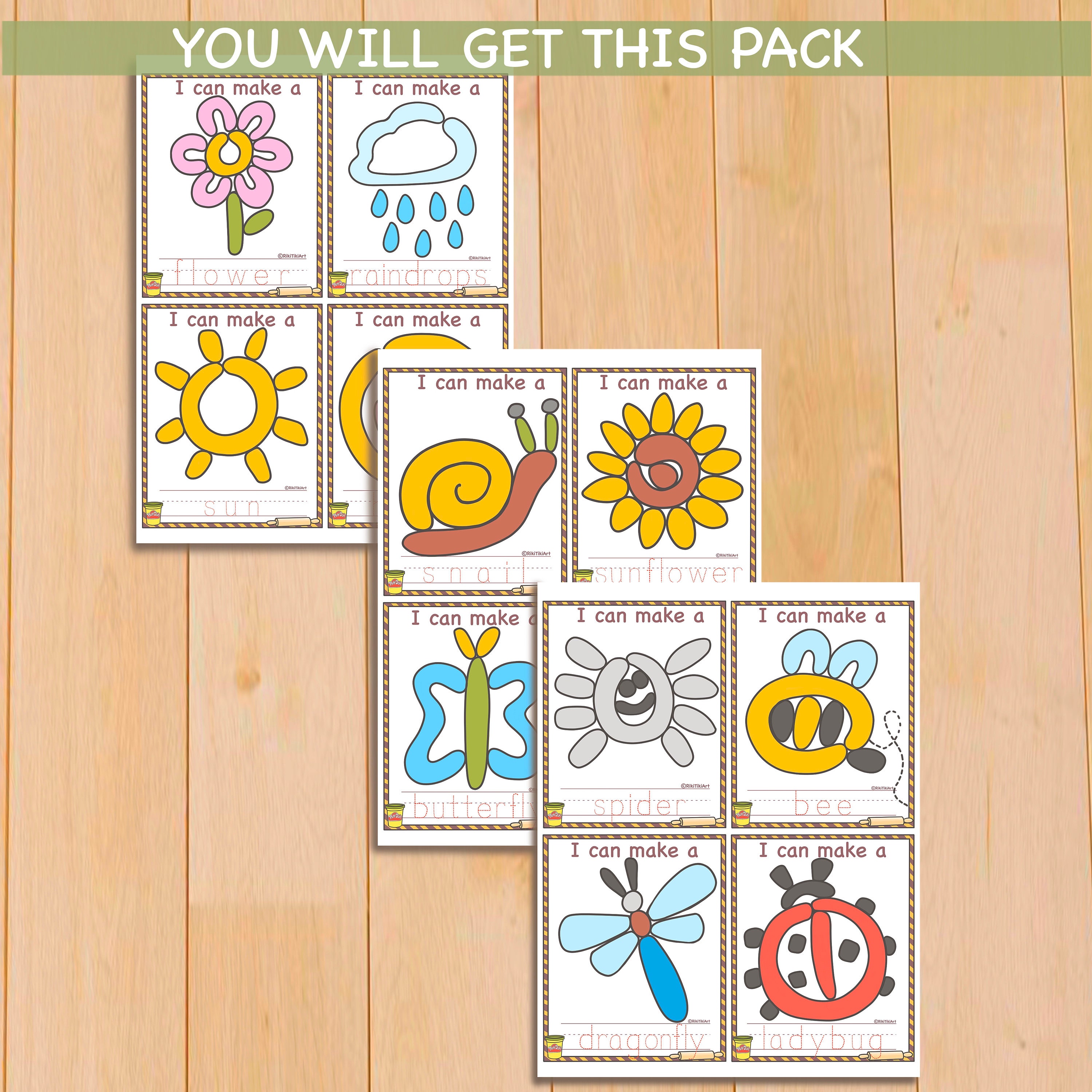 Nature Play Doh Mats Visual Cards Fine Motor Skills Activity - Etsy UK