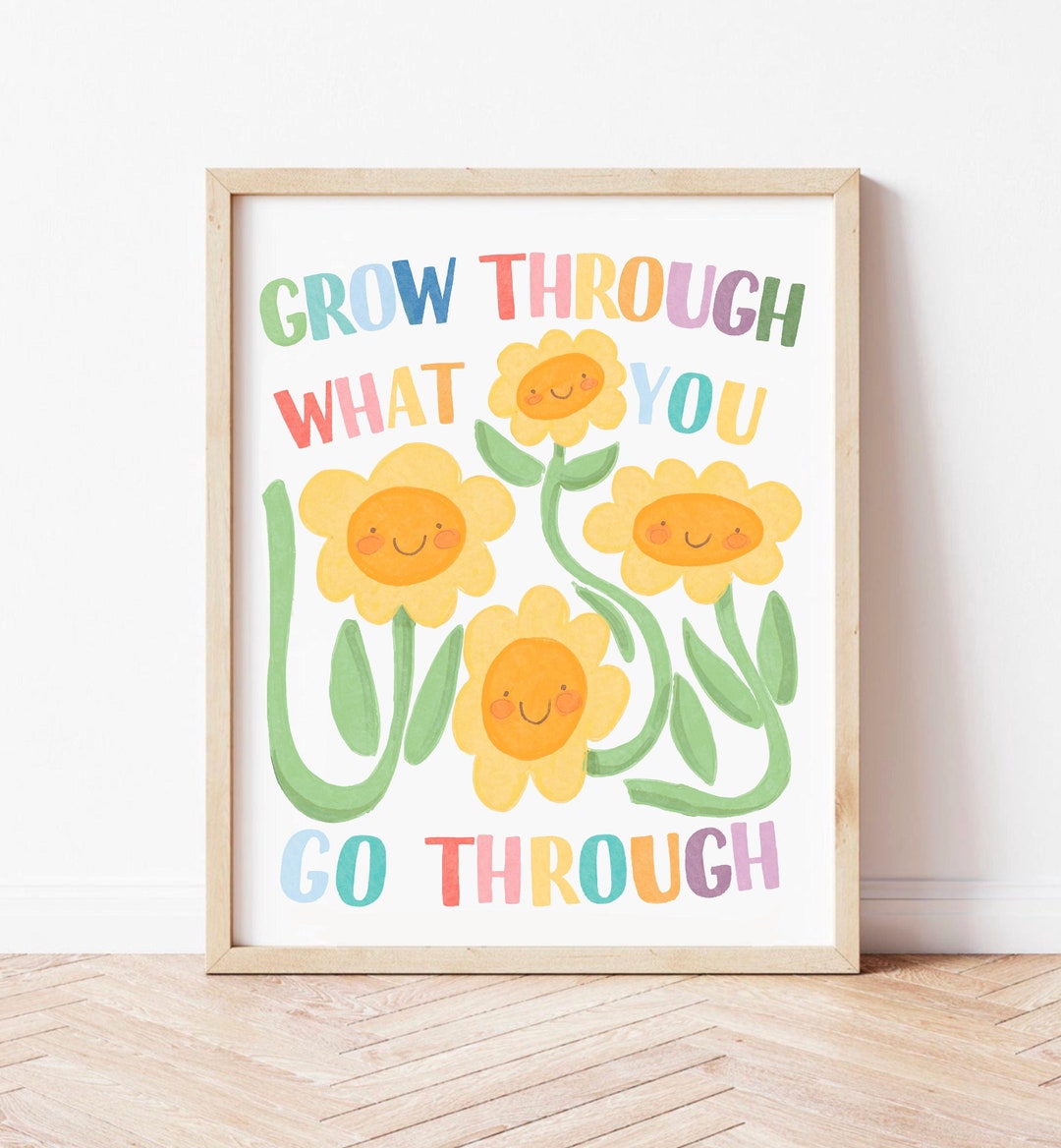 Grow Through What You Go Through Poster Watercolor Nursery Decor ...