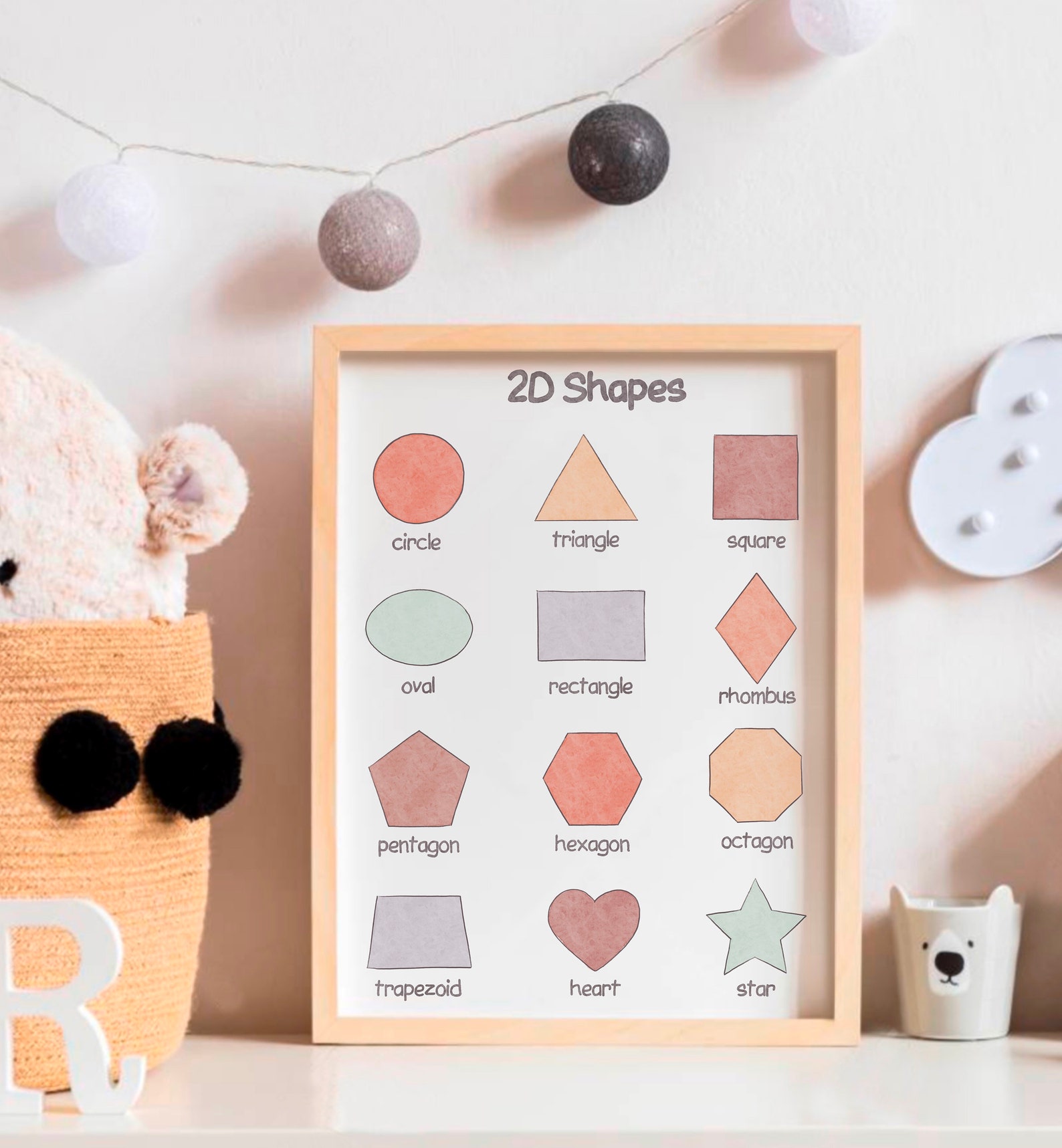 2D Shapes Poster Preschool Educational Posters for Toddlers | Etsy
