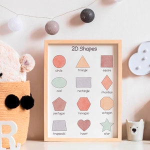2D Shapes Poster Preschool Educational Posters for Toddlers Learning ...
