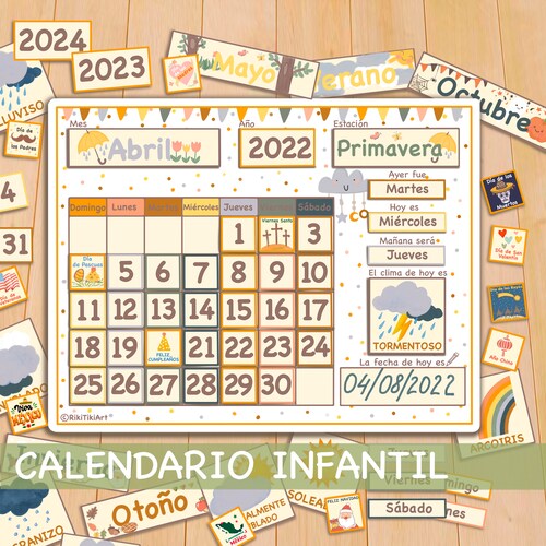 SPANISH Kids Calendar and Weather Chart Daily Calendar for - Etsy