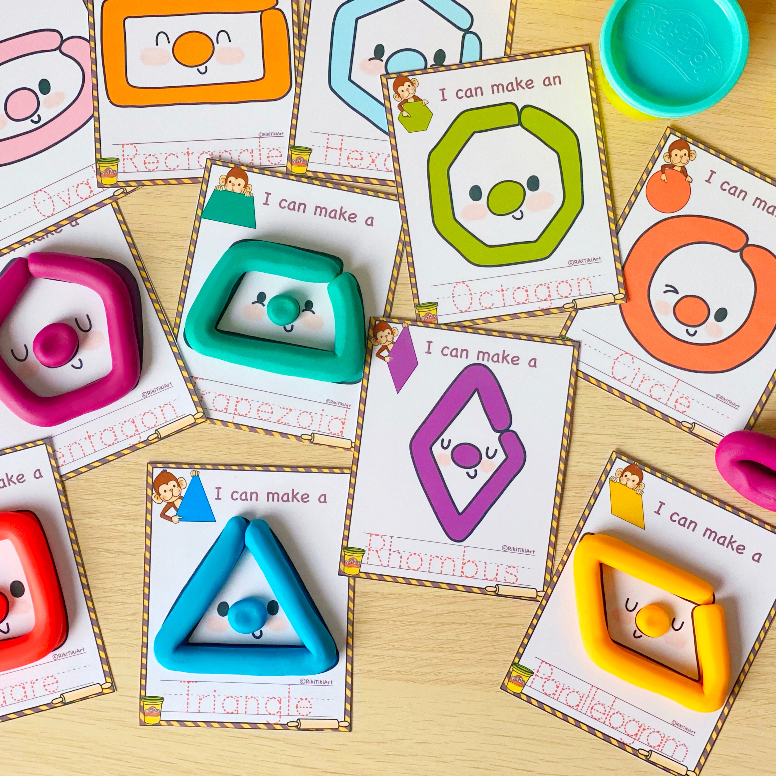Shapes Play Dough Mats Visual Cards Montessori Toddler Activities ...