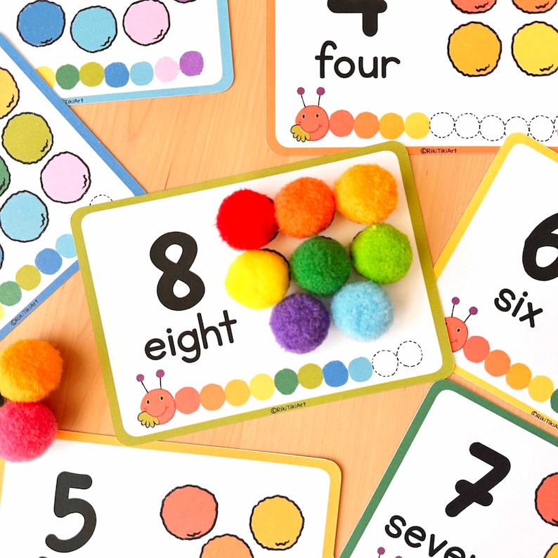 Pom Pom Counting Activity Numbers Match Practice 1 to 10 Montessori ...