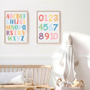 Playroom Educational Posters Alphabet and Numbers Posters Homeschool ...