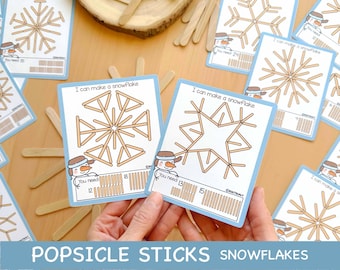 Snowflake Popsicle Stick Activity, Fine Motor Skills Game, Christmas ...