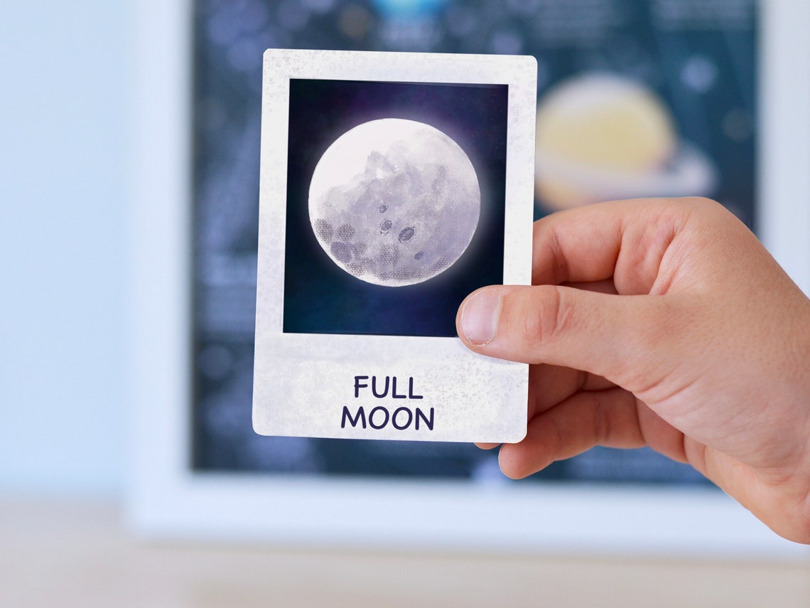 Moon Phases Flashcards Homeschool Montessori Materials - Etsy