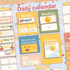 Printable Perpetual Calendar Kids Calendar Homeschool Decor | Etsy