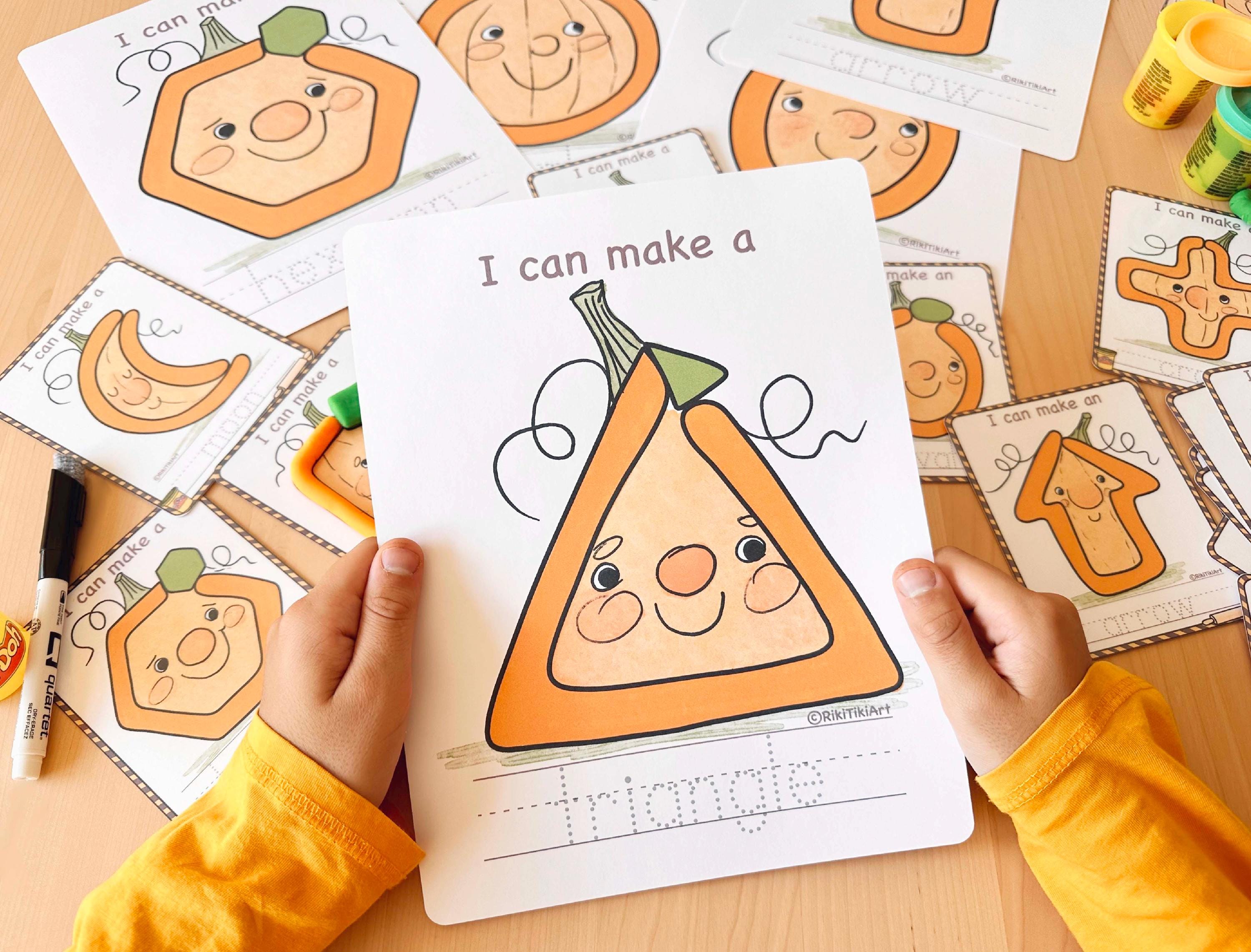 Pumpkin Shapes Play Dough Mats Toddler Halloween Activities Fall ...