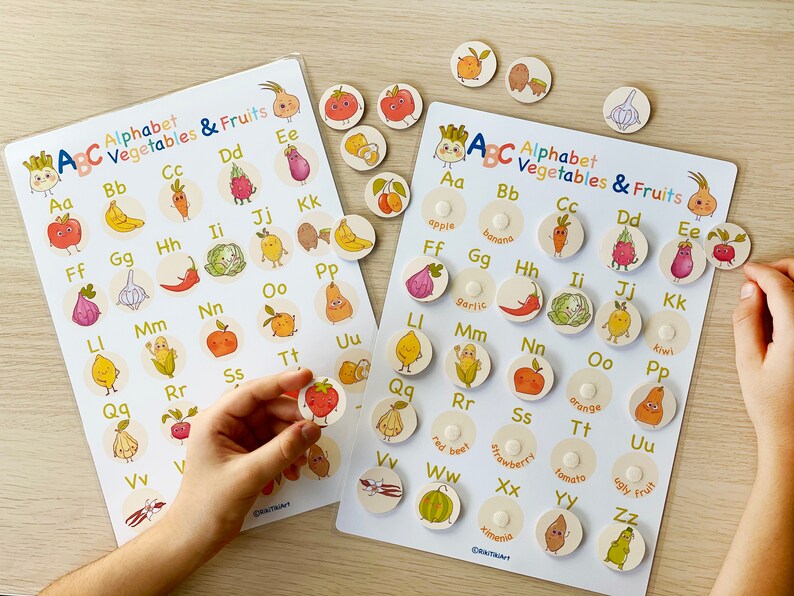Fruits and Vegetables Alphabet Worksheets Beginning Sounds - Etsy