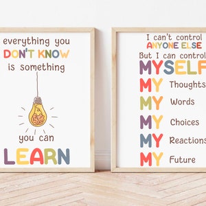 Set of 8 Calm Down Posters School Counselor Therapy Office Decor Growth ...