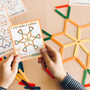 Popsicle Stick Activity Pattern Cards Fine Motor Skills Montessori ...