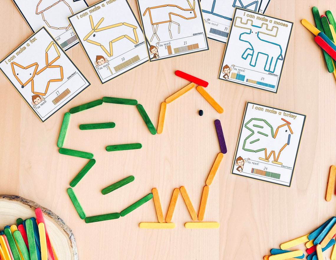 Forest Popsicle Sticks Activity Montessori Spring Printables Nature ...