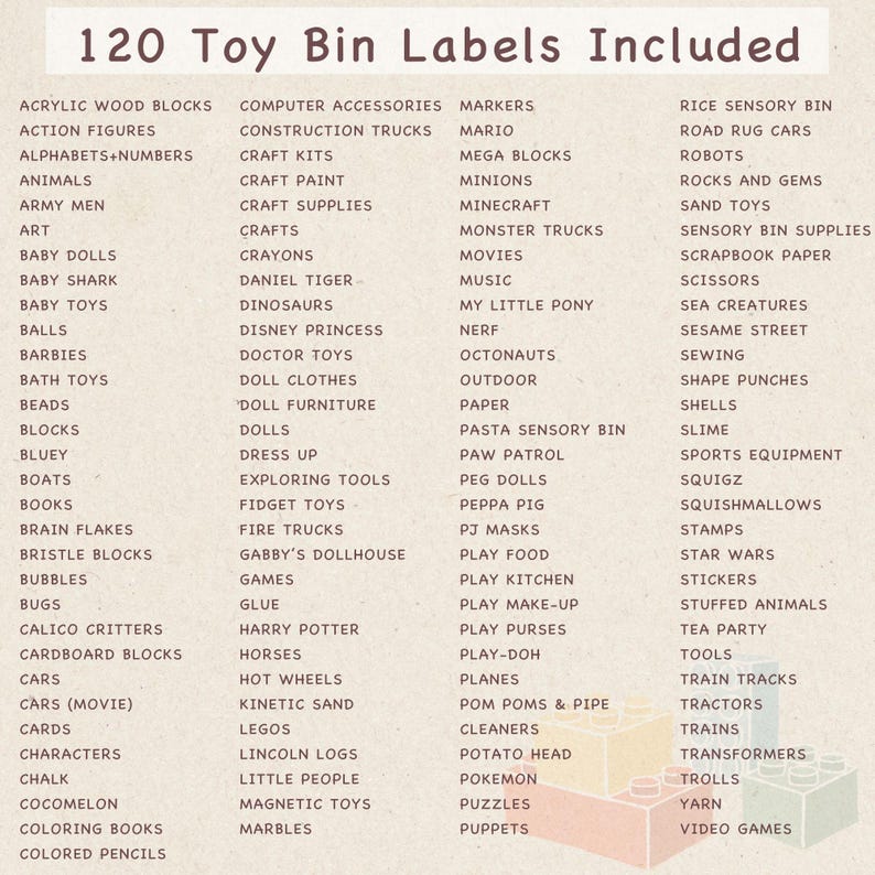 Editable Toy Bin Labels: Playroom Organization (canva Template, PDF) - Etsy