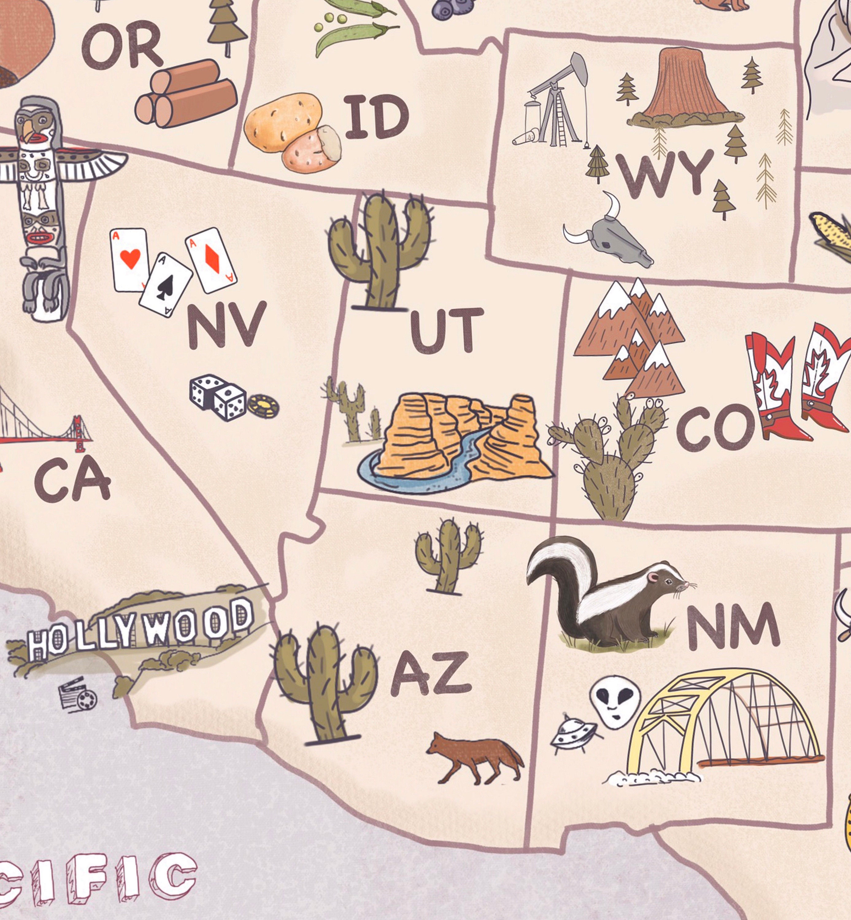 US map poster Homeschool educational poster Montessori | Etsy