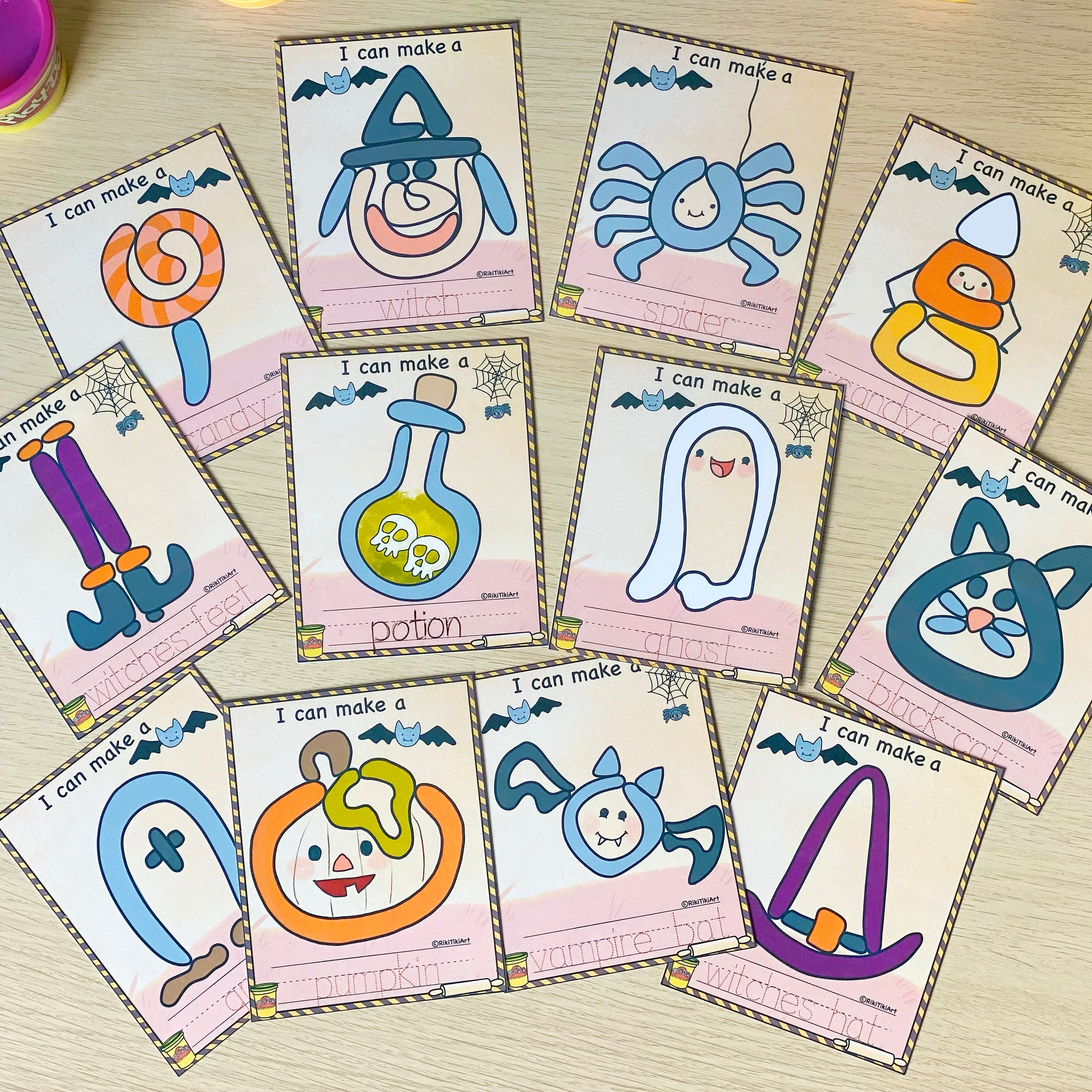 Halloween Play Dough Mats Visual Cards Printable Halloween Activities ...