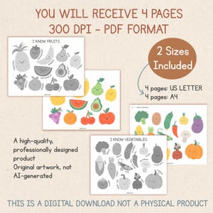 Fruits and Vegetables Matching Activity Preschool Printables Montessori ...