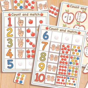 Montessori Math Count and Match Activity Printable Preschool Worksheets ...