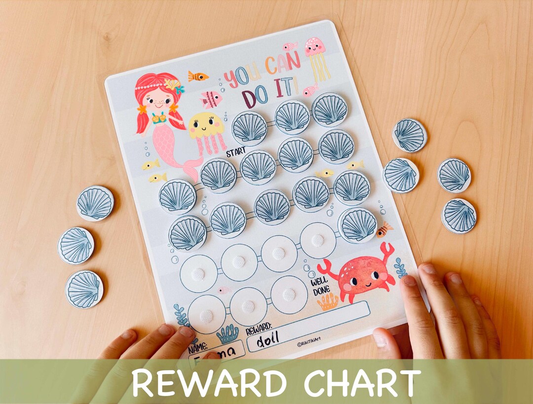 Mermaid Reward Chart for Kids, Behavior Sticker Chart, Printable ...