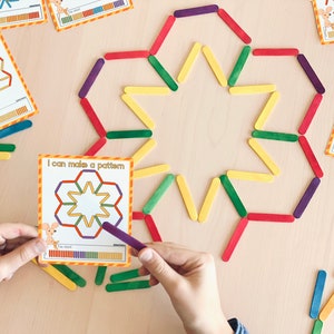 Popsicle Stick Activity Pattern Cards Fine Motor Skills Montessori ...