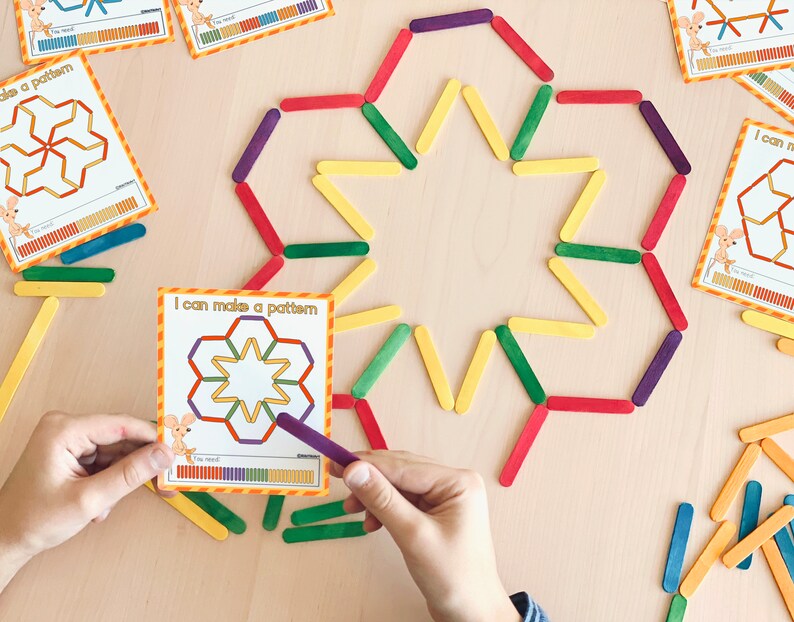 Popsicle Stick Activity Pattern Cards Fine Motor Skills - Etsy