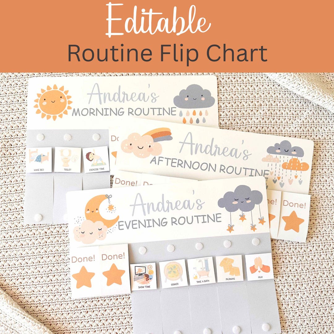 Editable Toddler Chore Chart Morning Afternoon & Evening Routine Chart ...