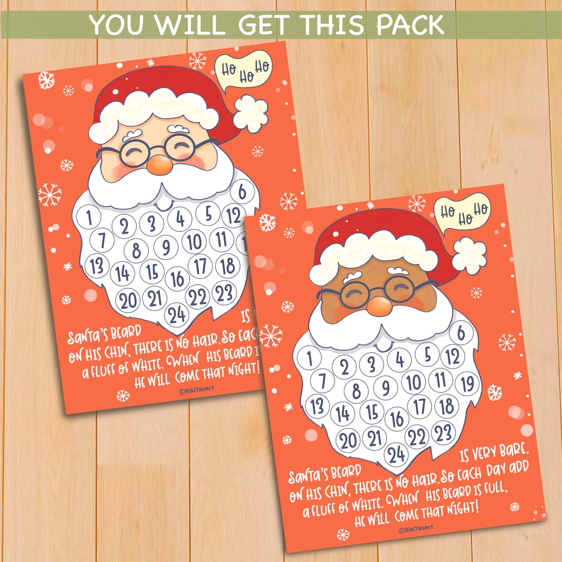 Printable Advent Calendar Santa Beard Countdown Calendar - Etsy