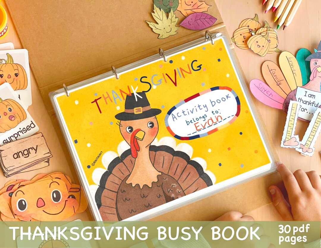 Thanksgiving Busy Book Printable Kids Activity Book Toddler Learning ...