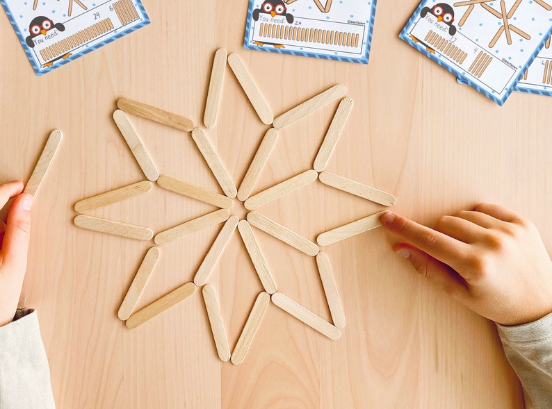 Snowflake Popsicle Sticks Activity Winter Fine Motor Skills - Etsy