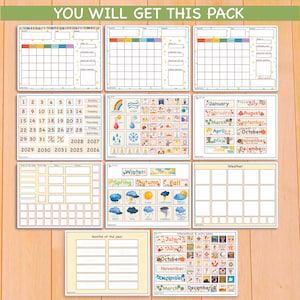 White Perpetual Calendar, Kids Calendar Printable Classroom Calendar ...