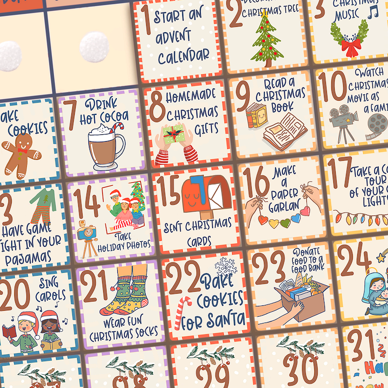 Printable Advent Calendar Numbers DIY Christmas Countdown, Family ...