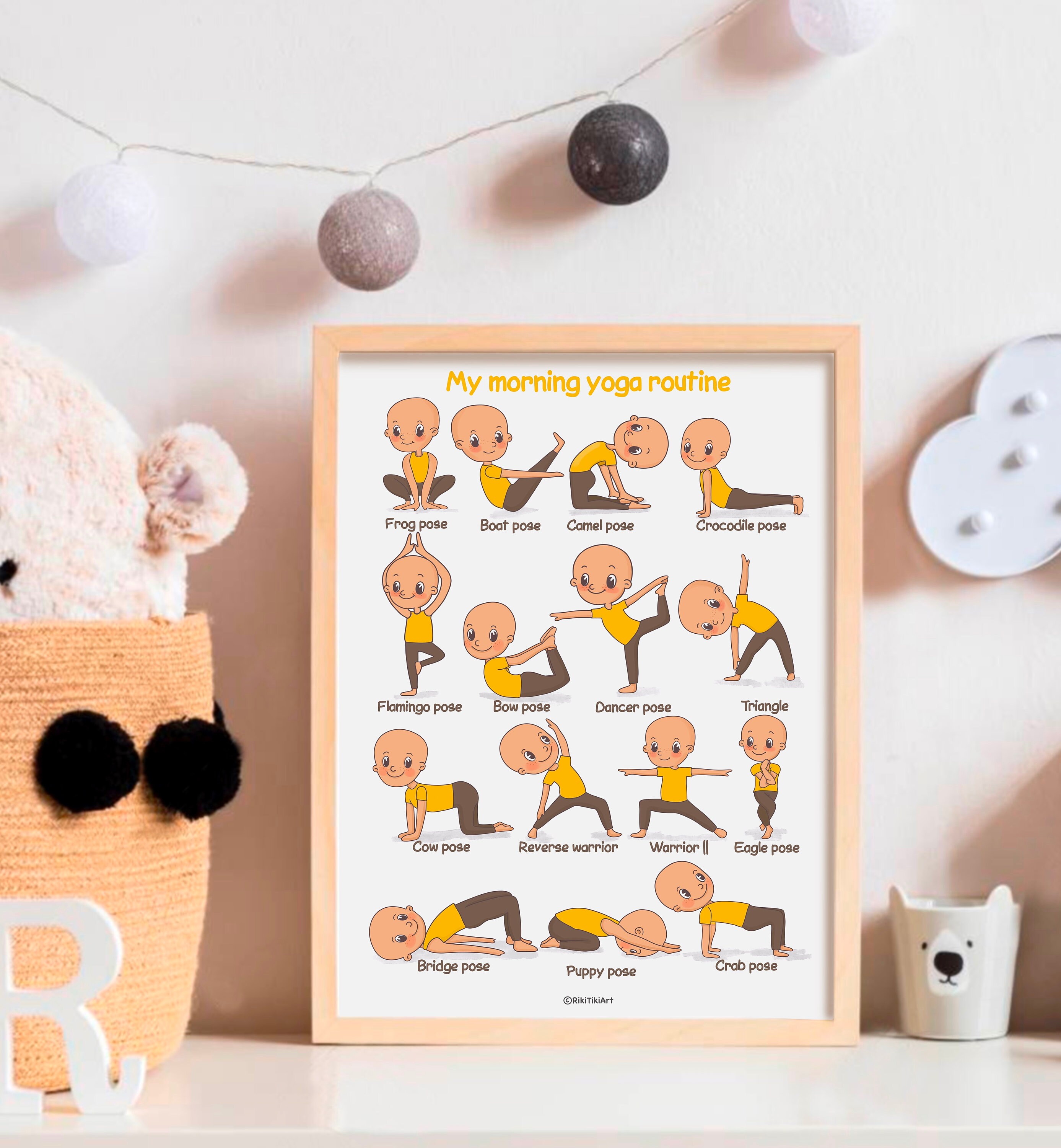 Kids Yoga Poses Print Morning Yoga Routine for Children Young Yogis ...