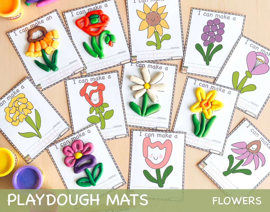 Flowers Play Dough Mats Fine Motor Skills Preschool Toddlers Activity ...