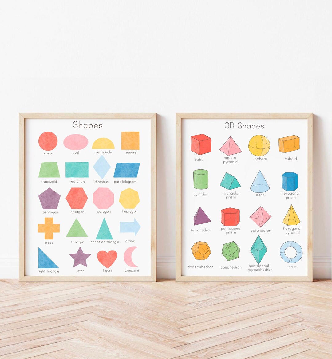 Shapes Educational Posters 2D and 3D Shapes Homeschool Montessori ...