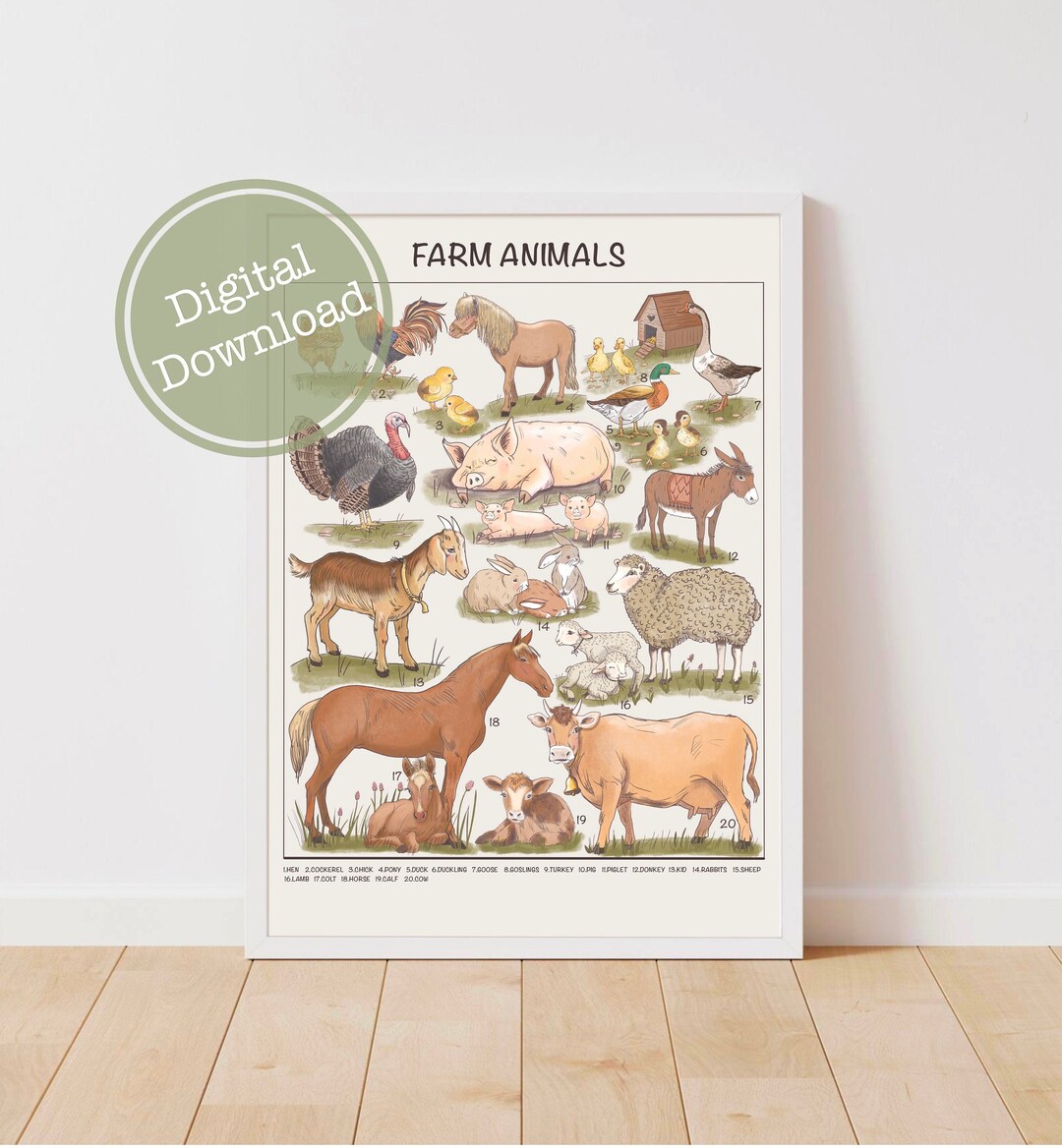 Farm Animals Poster, Classroom Posters, Preschool Downloadable Prints ...
