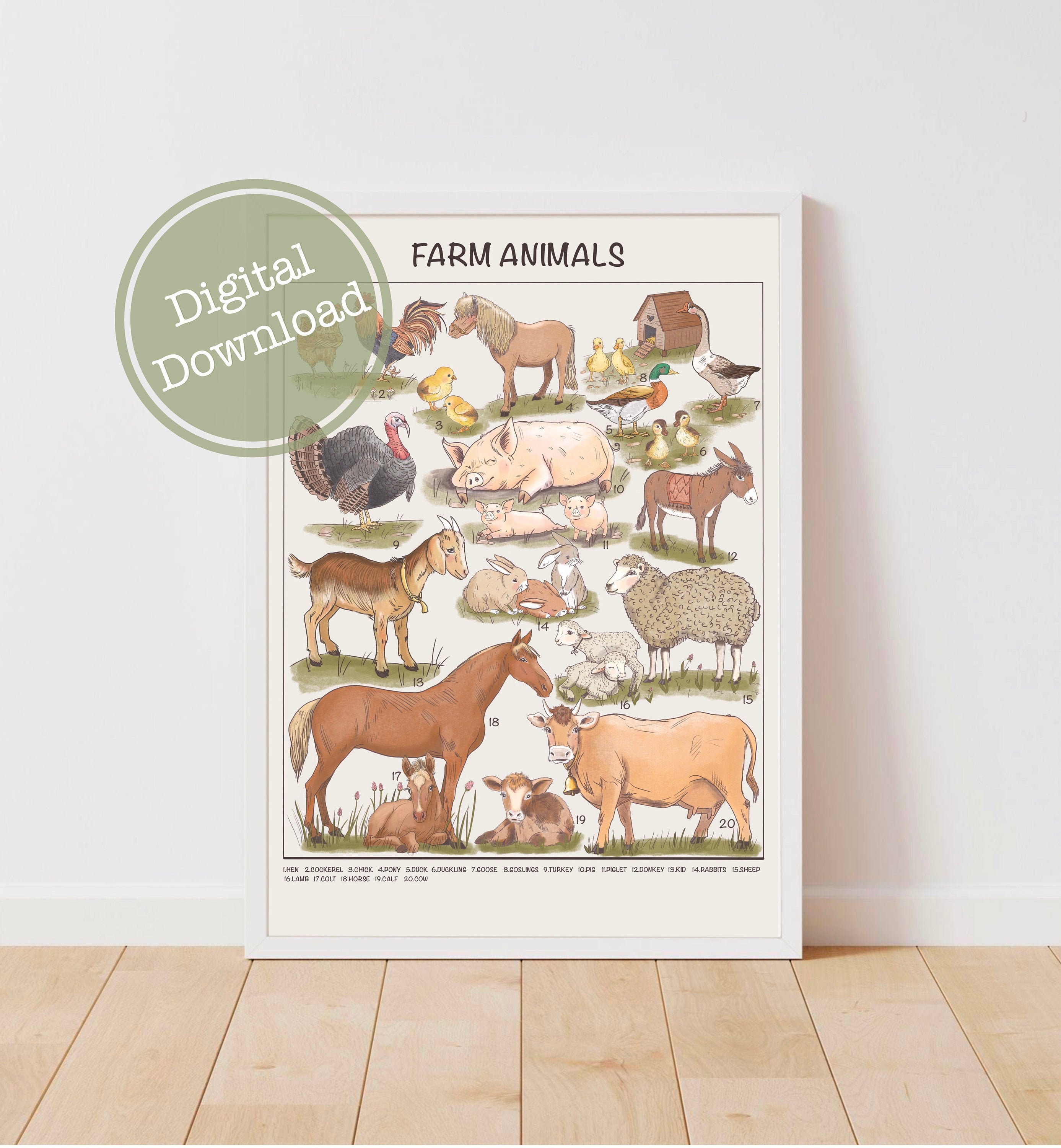 Farm Animals Poster Classroom Posters Preschool Downloadable | Etsy