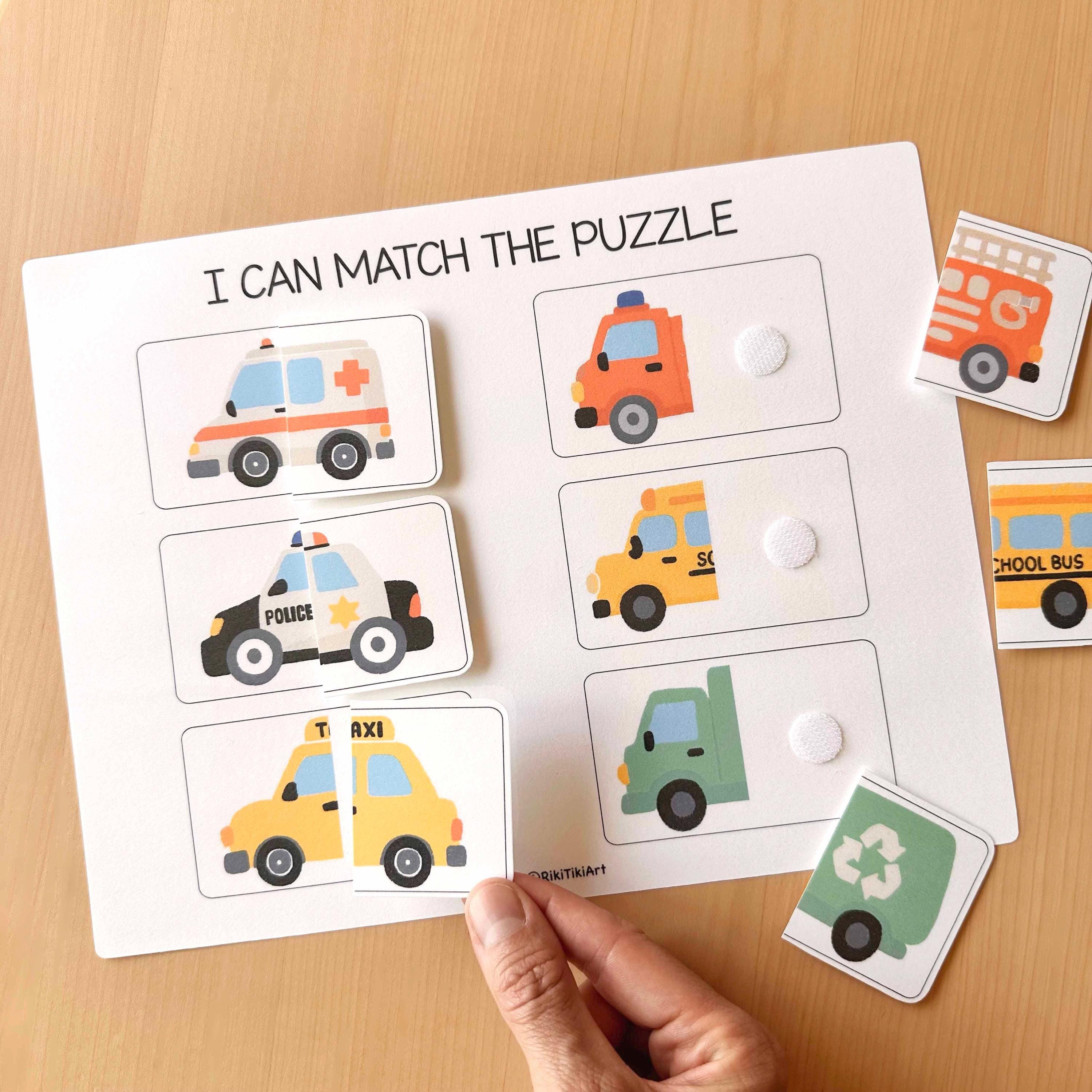 Vehicles Matching Puzzle – Transport Activity for Kids, Preschool ...