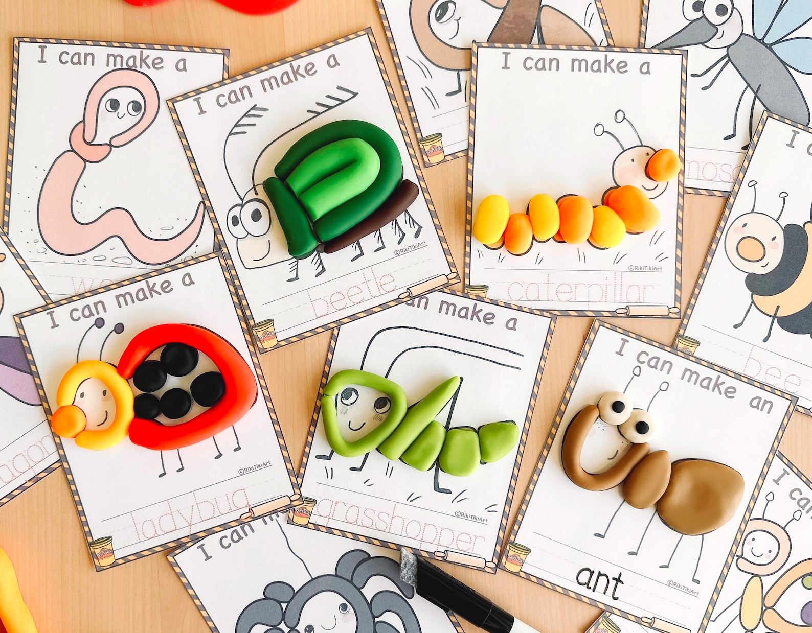 Insects Play Dough Mats Summer Theme Playdough Mats Bug Montessori ...