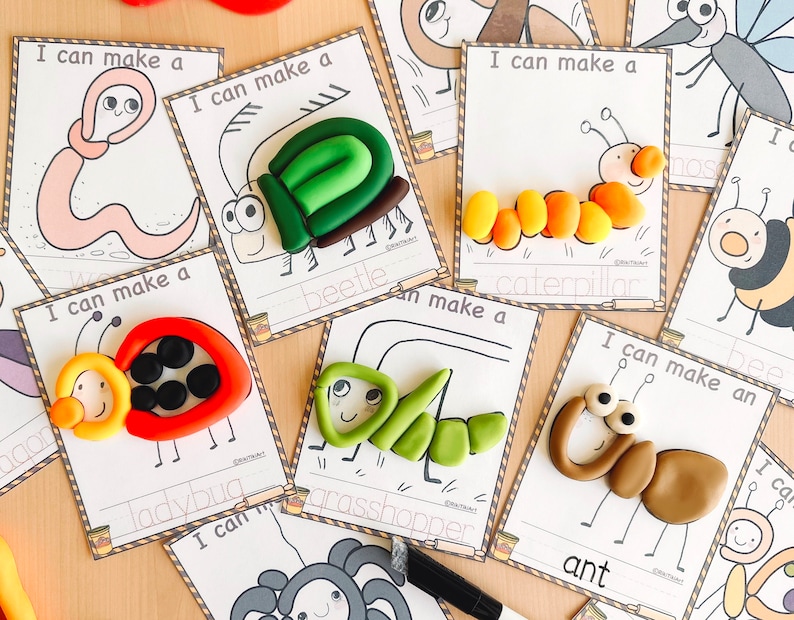 Insects Play Dough Mats Summer Theme Playdough Mats Bug Montessori ...