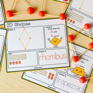 Toothpicks and Play Dough 2D Shapes Visual Cards Toddler Activity ...