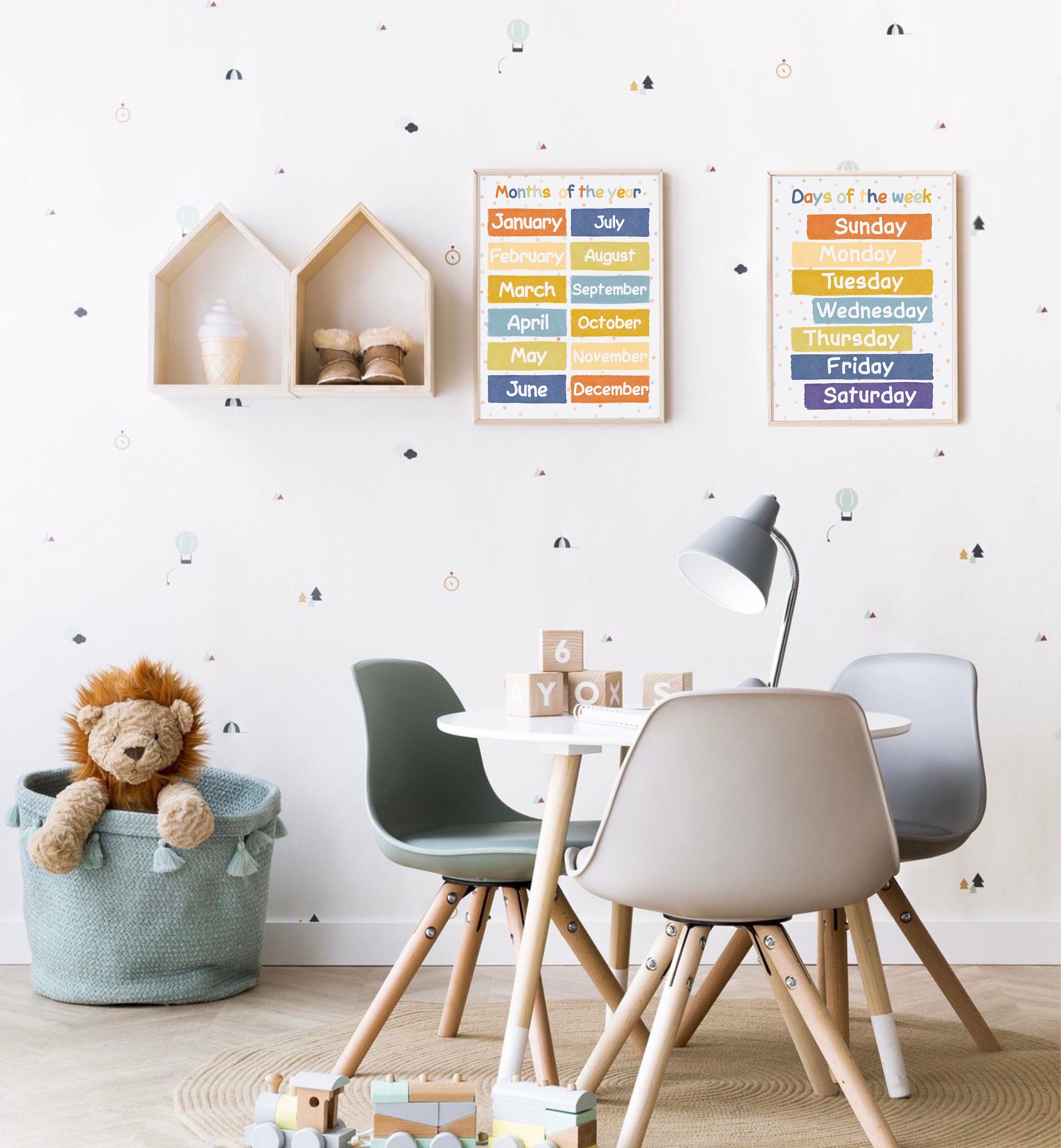 Set of 2 Prints Days of the Week & Months of the Year Posters | Etsy