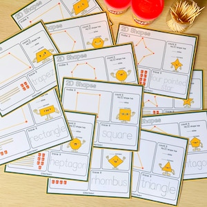 Toothpicks and Play Dough 2D Shapes Visual Cards Toddler Activity ...