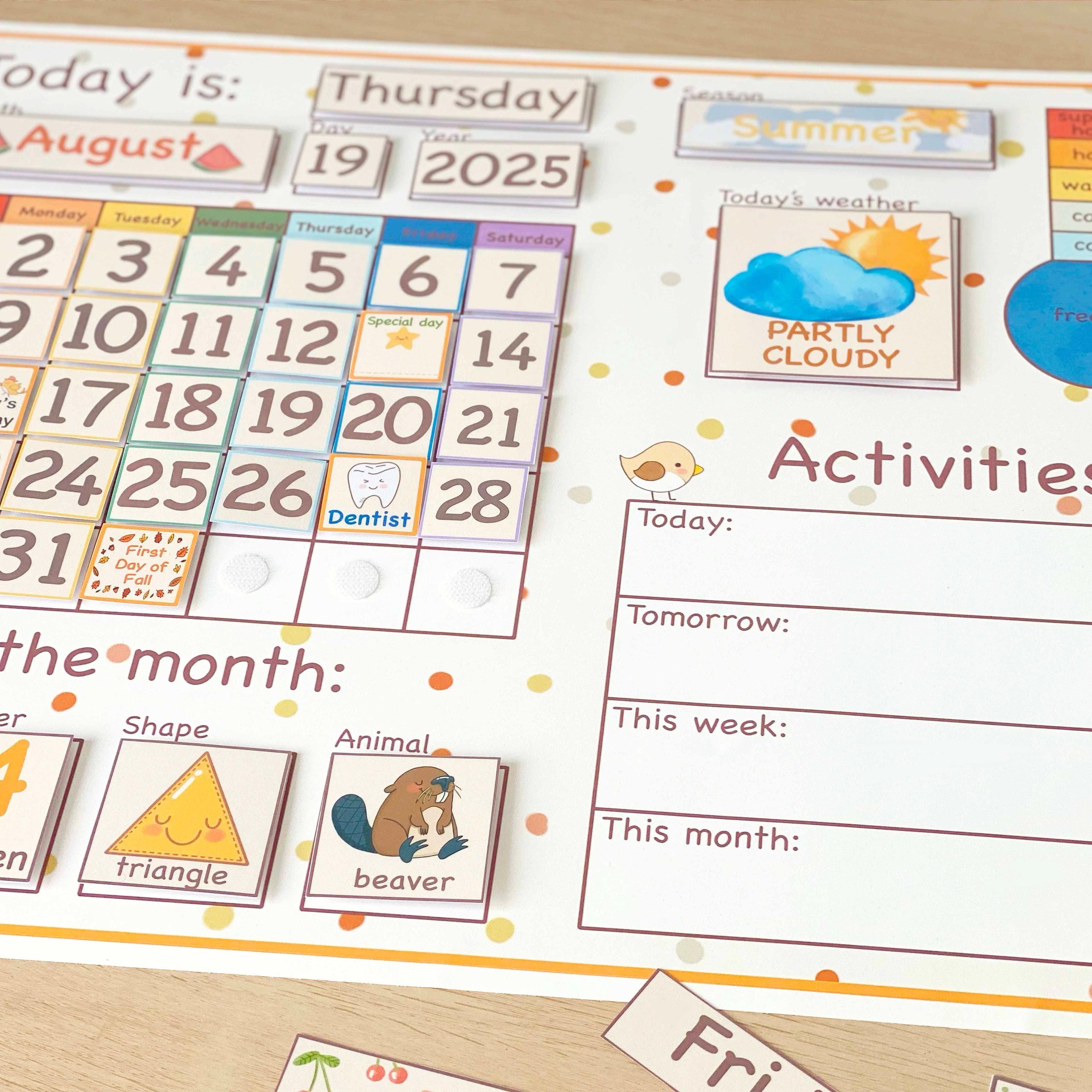 18x24 Kids Calendar Perpetual Classroom Calendar Homeschool Playroom ...
