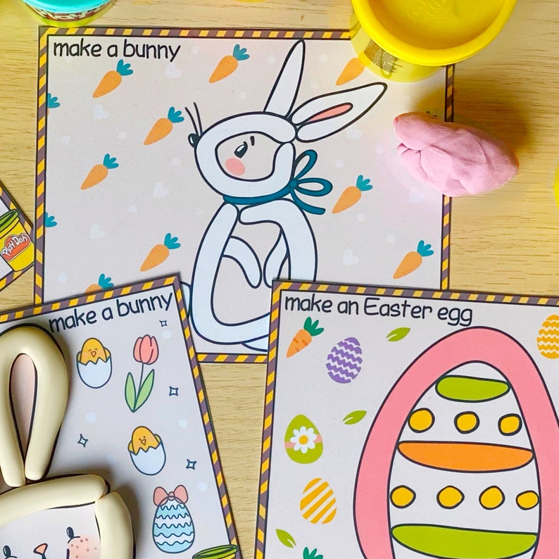 Easter Play Dough Mats Toddler Activities Visual Play Doh | Etsy