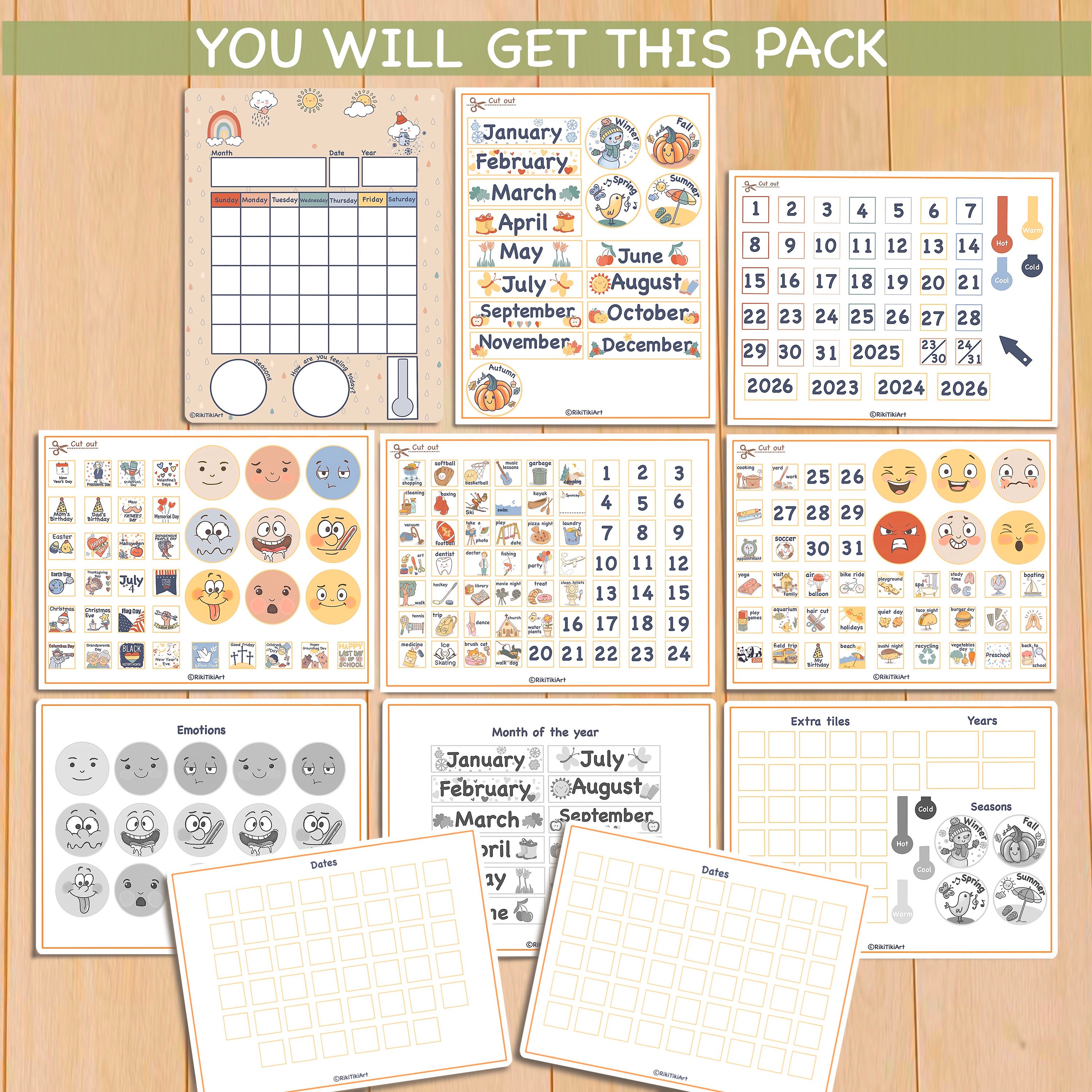 Perpetual Kids Calendar Printable Montessori Homeschool - Etsy Canada